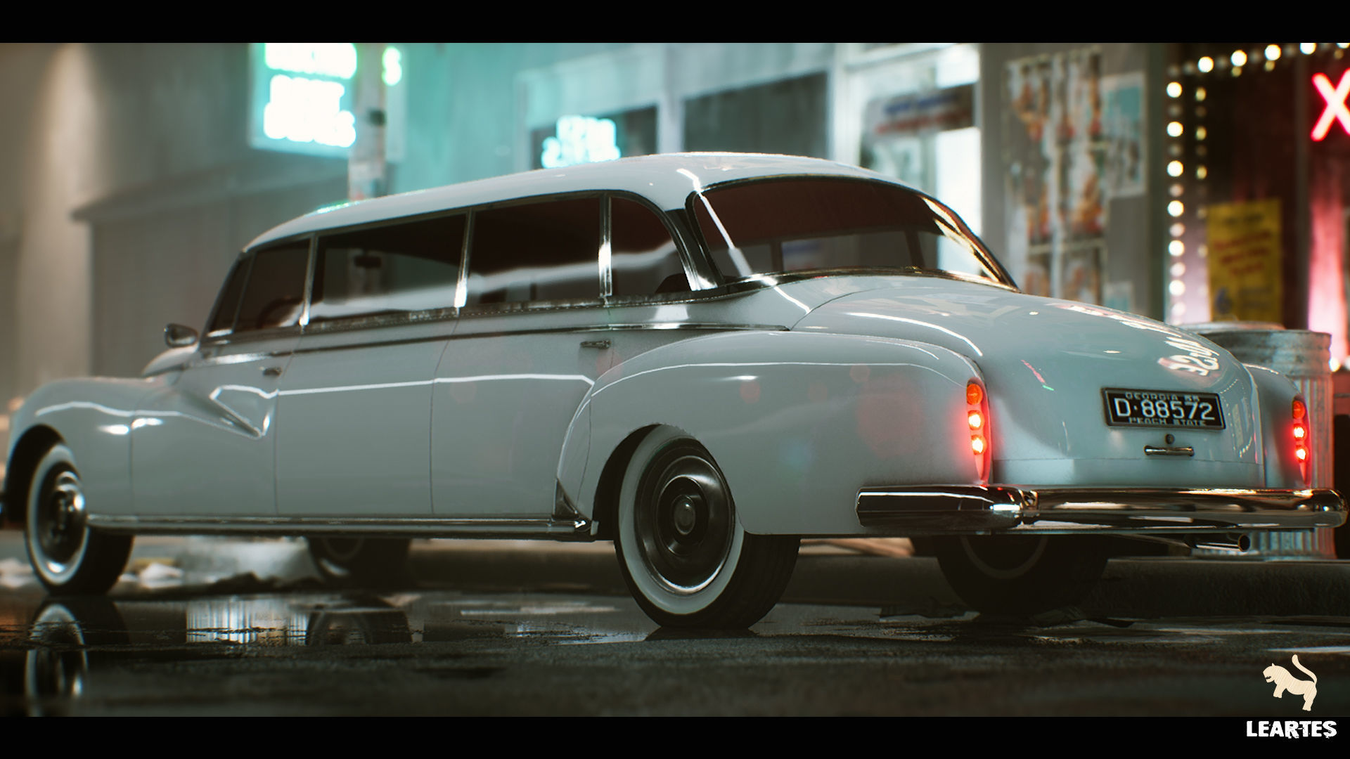 3D model Classic Limousine Car Driveable Functional VR / AR / low-poly ...