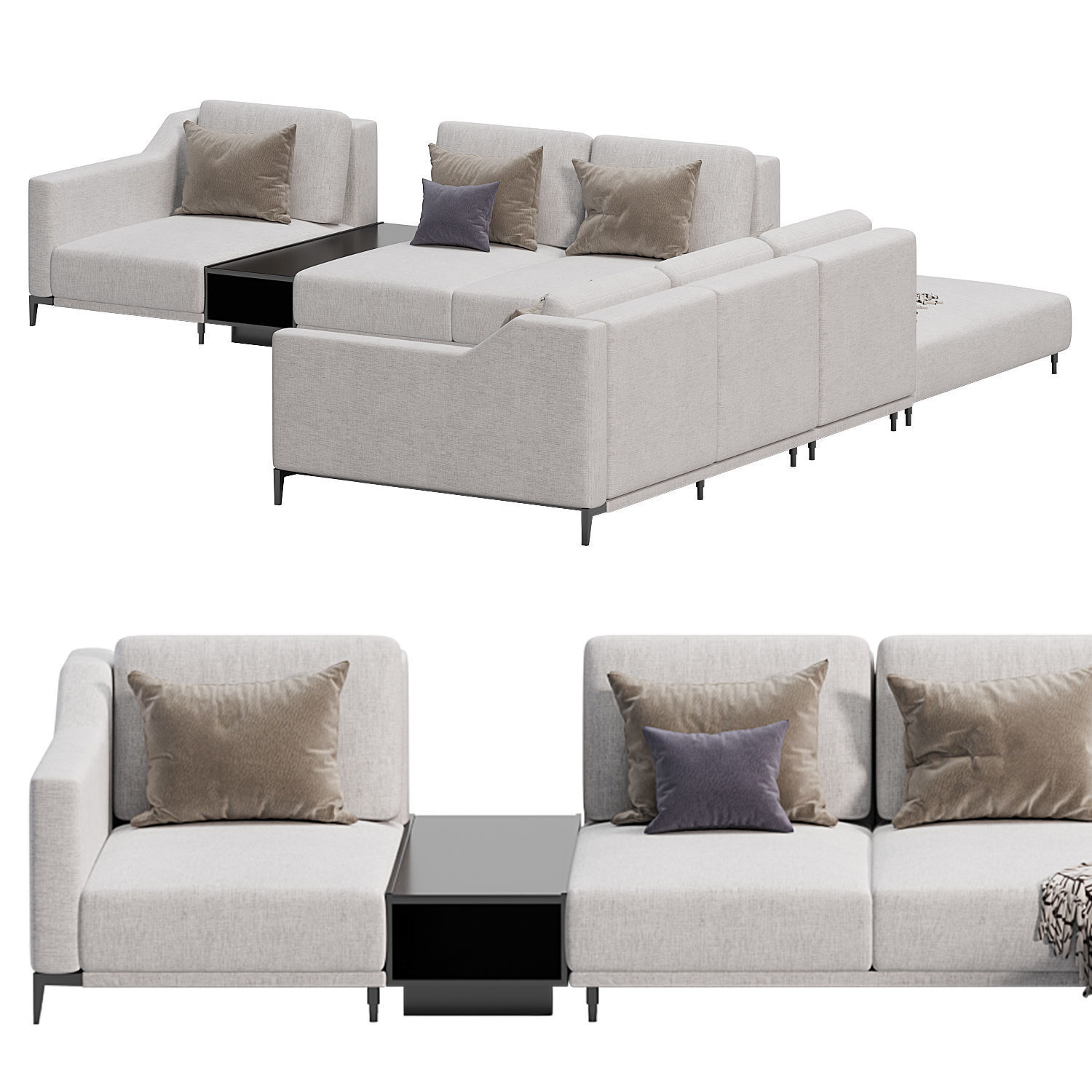 Milda Open Corner Sofa with Table By Lazzoni Furniture 3D model | CGTrader