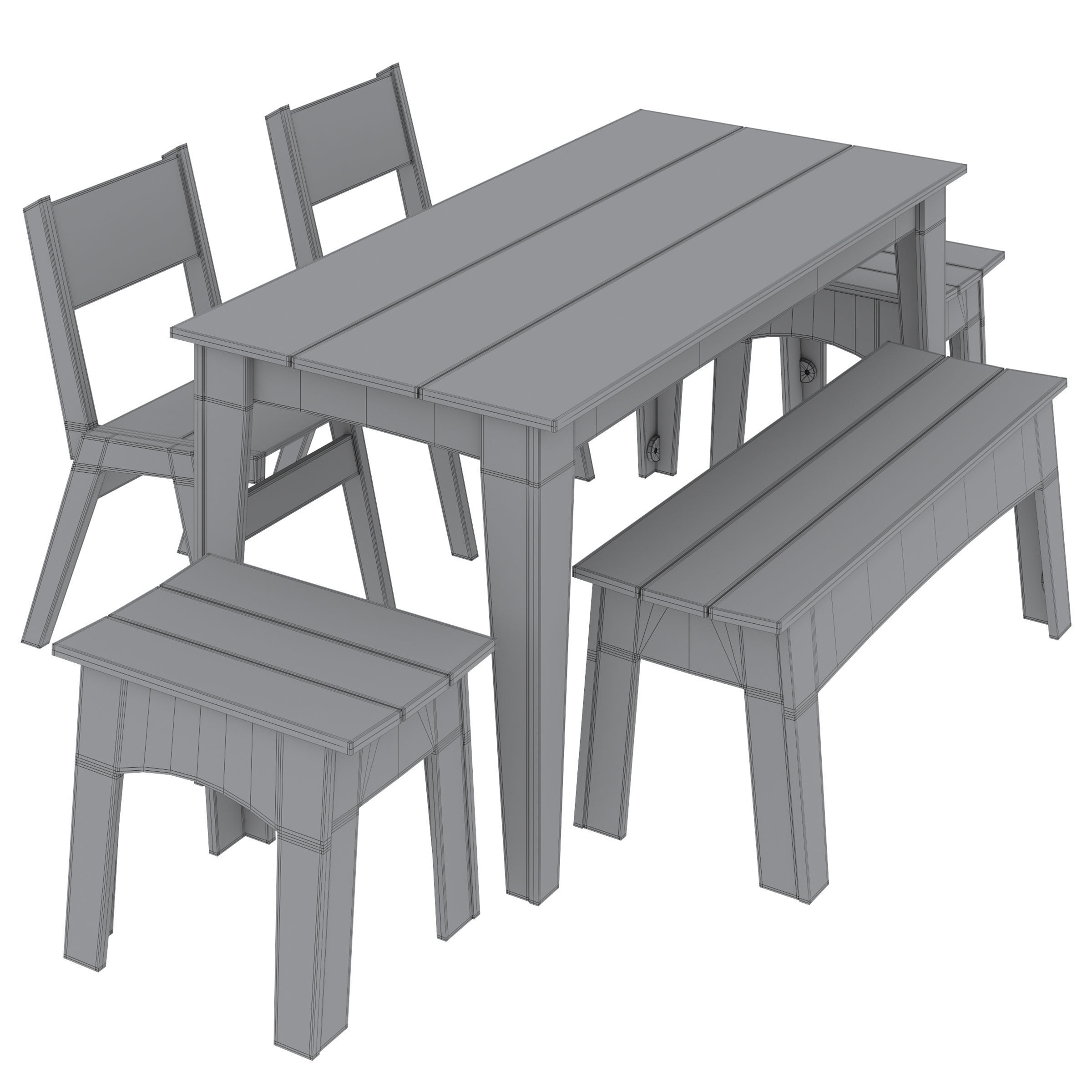 Alfresco Dining Table and Bench by Loll designs 3D model | CGTrader