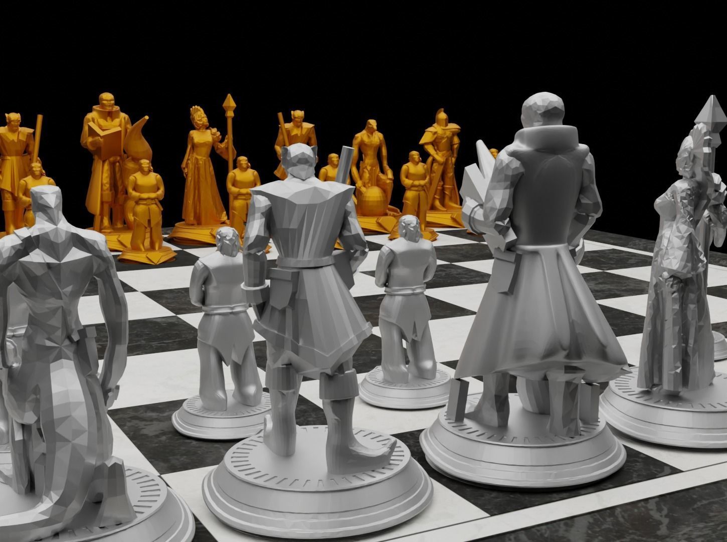 Knight - Crusader V3 Chess Set - 6 Chess Pieces 3D print model 3D model ...