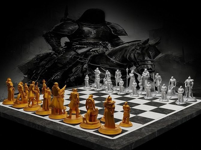 Knight - Crusader V3 Chess Set - 6 Chess Pieces 3D print model 3D model ...