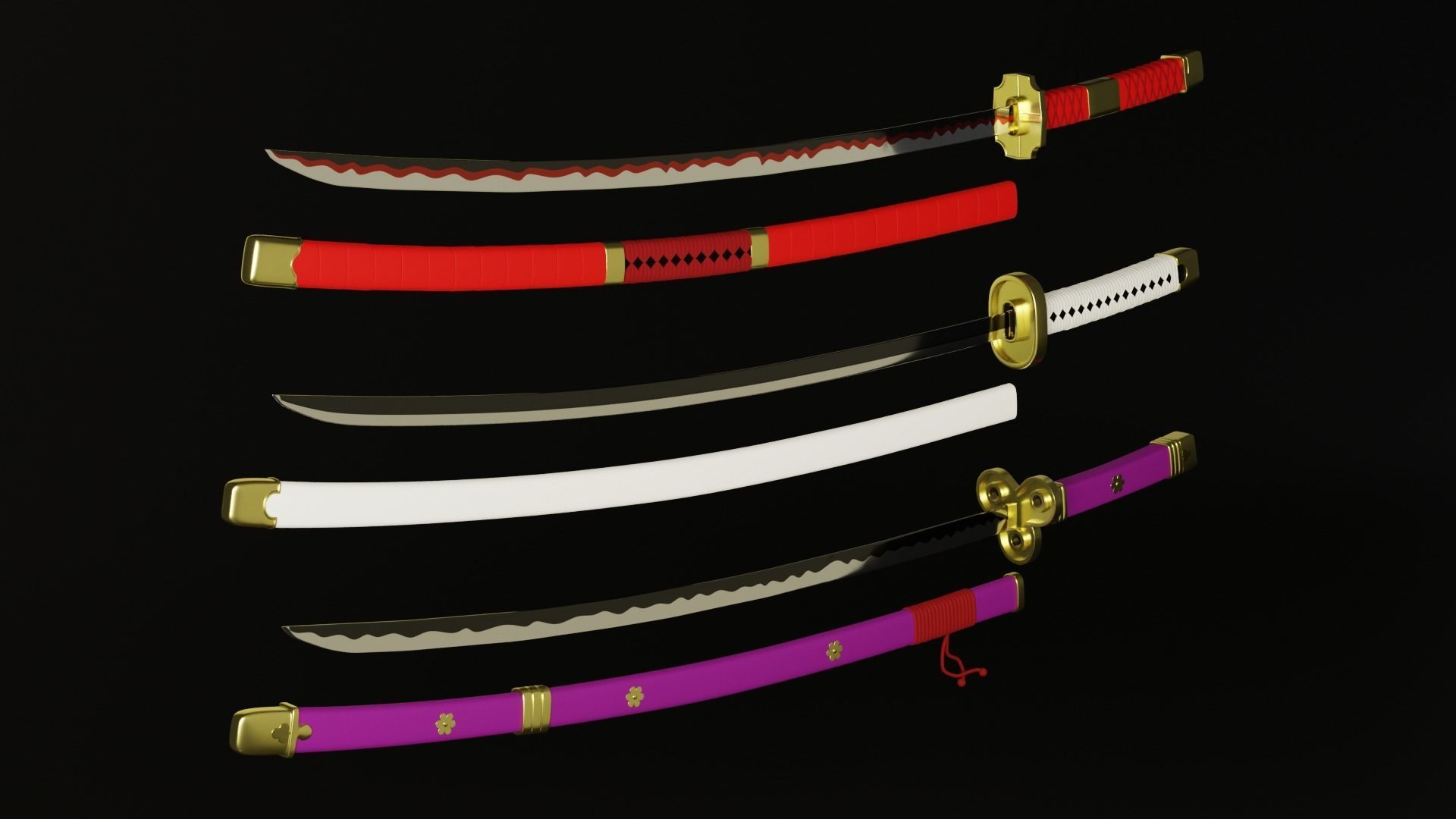 Roronoa Zoros Swords - One Piece 3D model | CGTrader