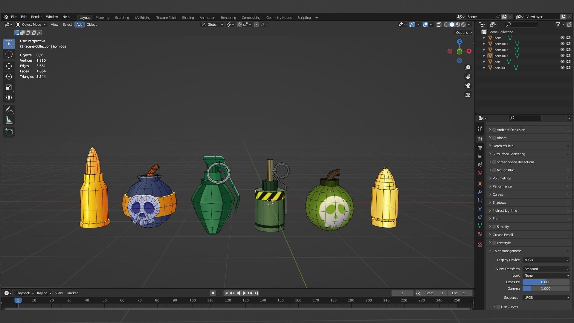 3D model Bombs and Bullets Lowpolly cartoon VR / AR / low-poly | CGTrader