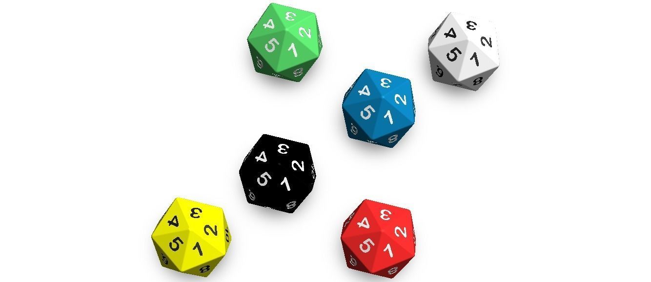 20 Sided Game Dice 6 Colors 3D model 3D printable | CGTrader