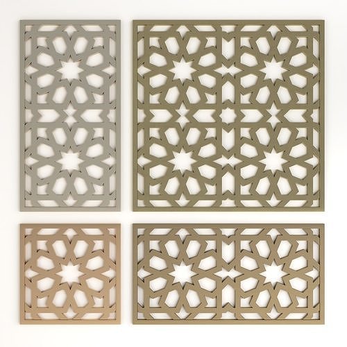 Arabic Islamic pattern decorative gold plaster 3D model | CGTrader
