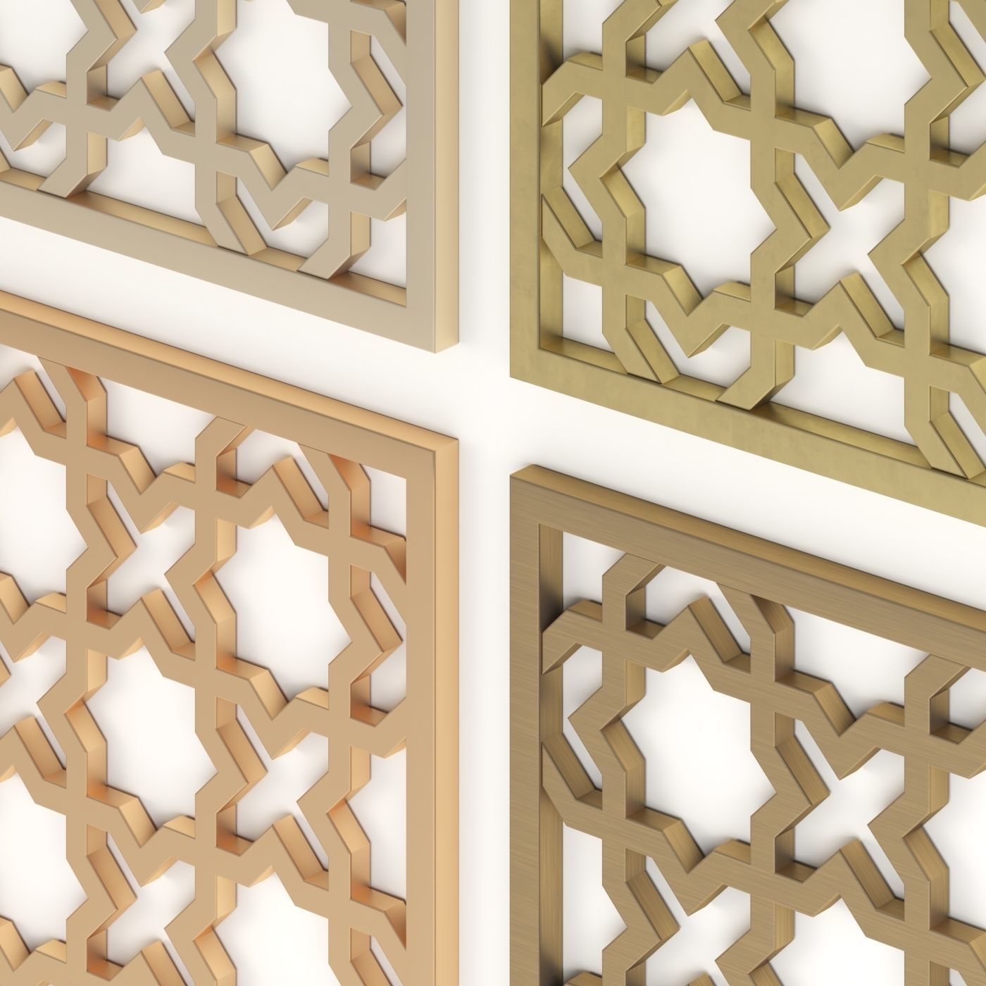 Arabic Islamic pattern decorative gold plaster 3D model | CGTrader