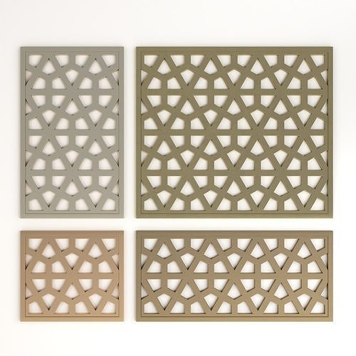 Arabic Islamic pattern decorative gold plaster 3D model | CGTrader