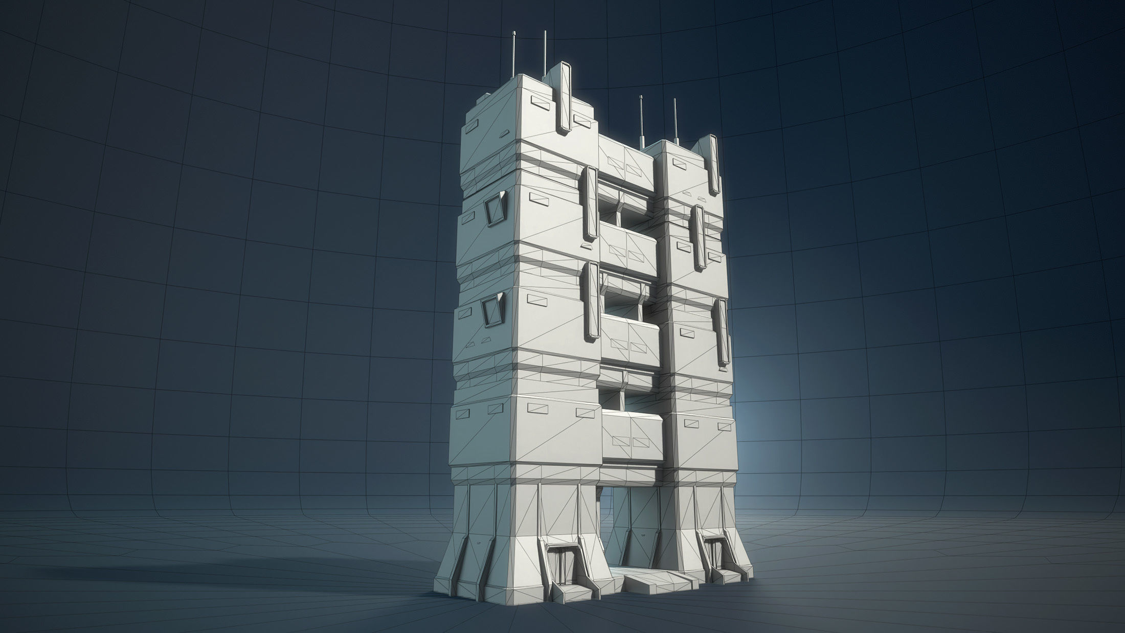 3D model Sci-Fi Towers Modular Set VR / AR / low-poly | CGTrader