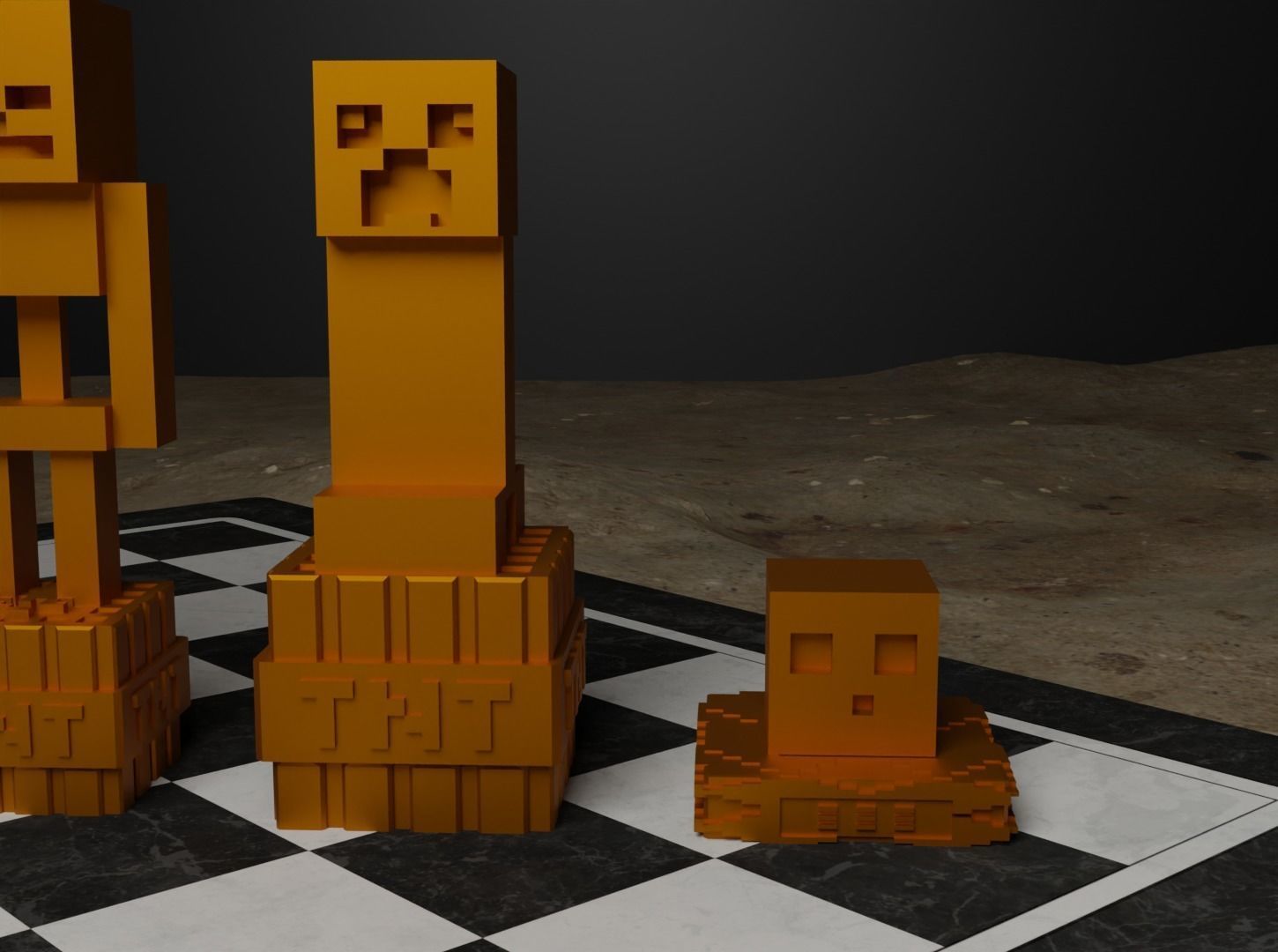 Minecraft Figure Chess Set - TnT Minecraft Character 3D model 3D ...