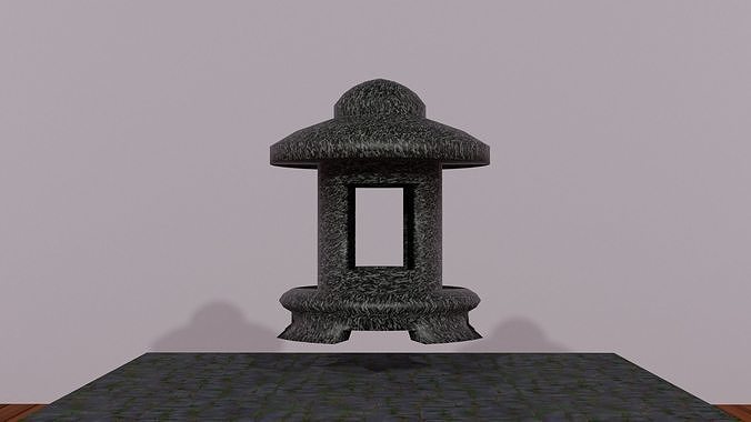 3D model Stylized Japanese Toro or Stone Lamp in Dark Black Granite VR ...