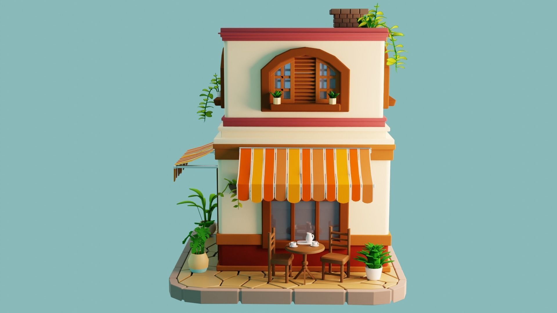 3D model Cartoon Cafe VR / AR / low-poly | CGTrader