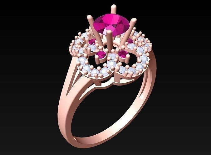 Diamond Ring - Womens Rings - N2135 3D model 3D printable | CGTrader