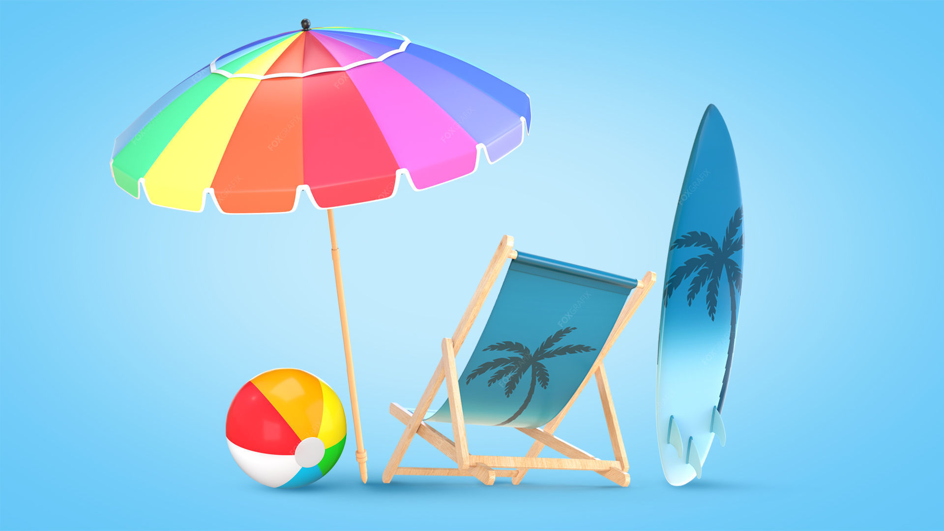 3D model Beach Pack VR / AR / low-poly | CGTrader