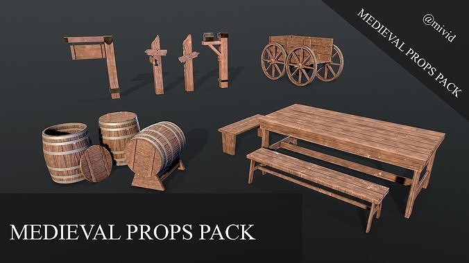 3D model Medieval props pack 3d VR / AR / low-poly | CGTrader