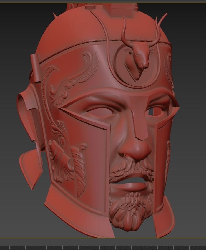 Ceremonial Corinthian - Roman Style General Helmet with Mask 3D model ...