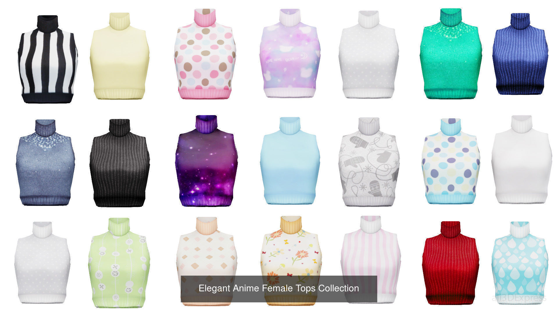 Collection of Rigged Anime Clothing Assets VR / AR / low-poly | CGTrader