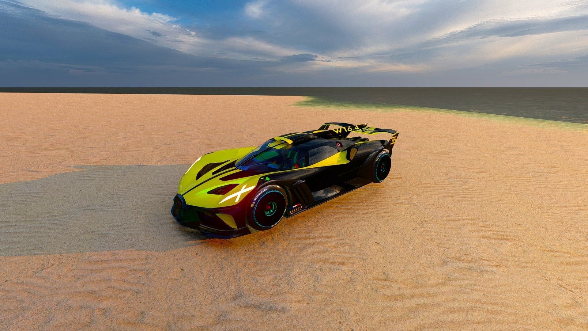 3D model Bugatti 2023 3D model sports car Bugati Bolide VR / AR / low ...