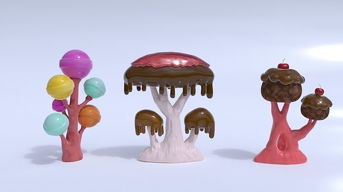 3D model Candy trees cartoon VR / AR / low-poly | CGTrader