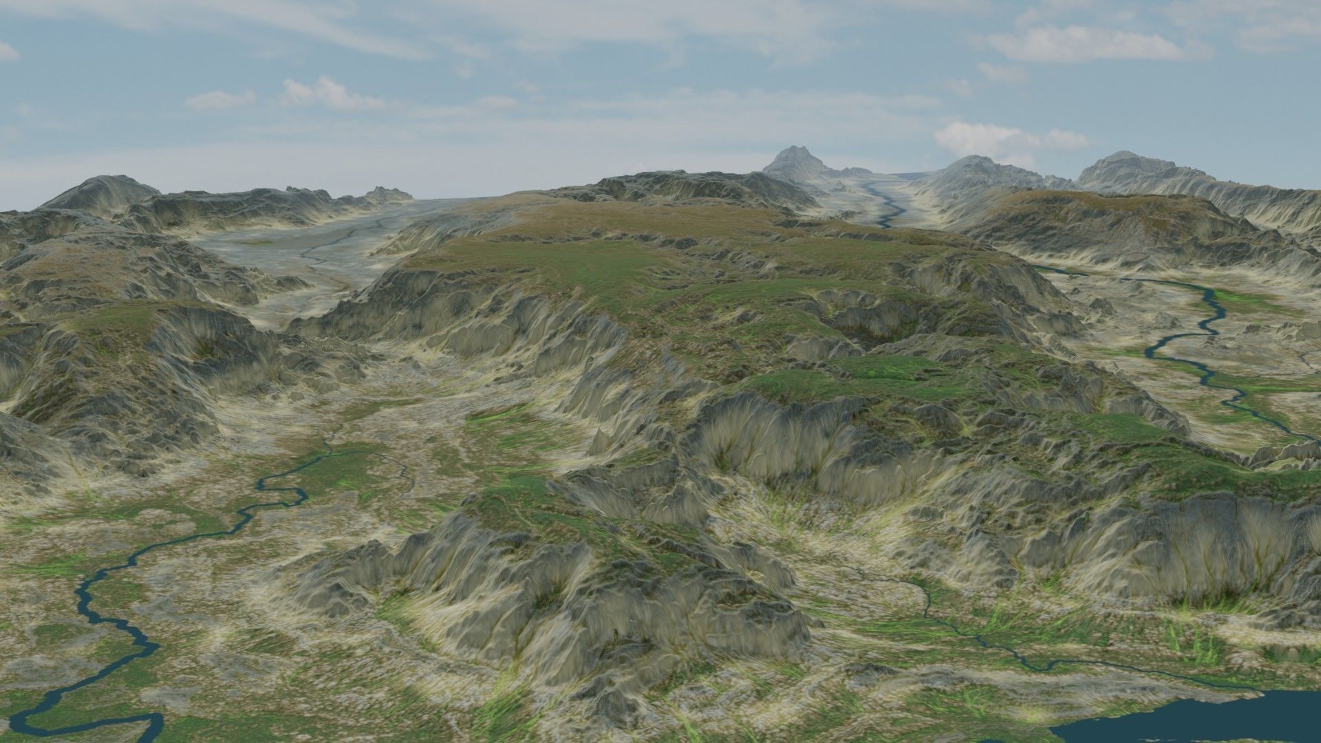 Grassy Hills Mountains Landscape 3D model | CGTrader