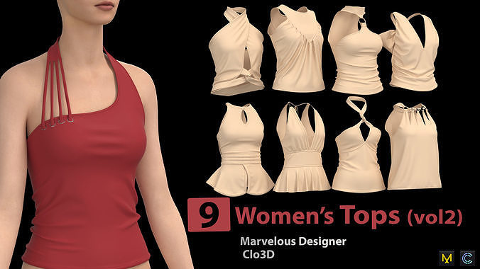 9 Womens Tops -vol2 3D model | CGTrader