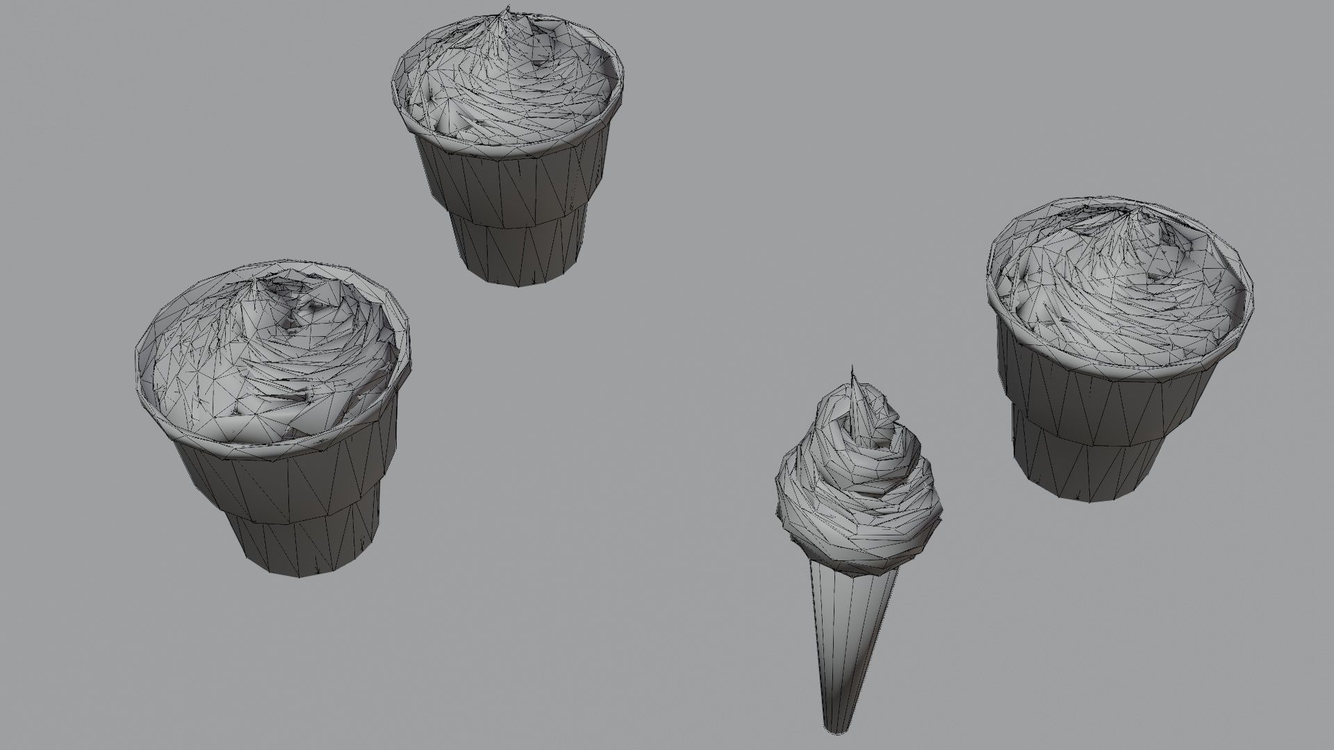 3D model Ice cream cone pack VR / AR / low-poly | CGTrader