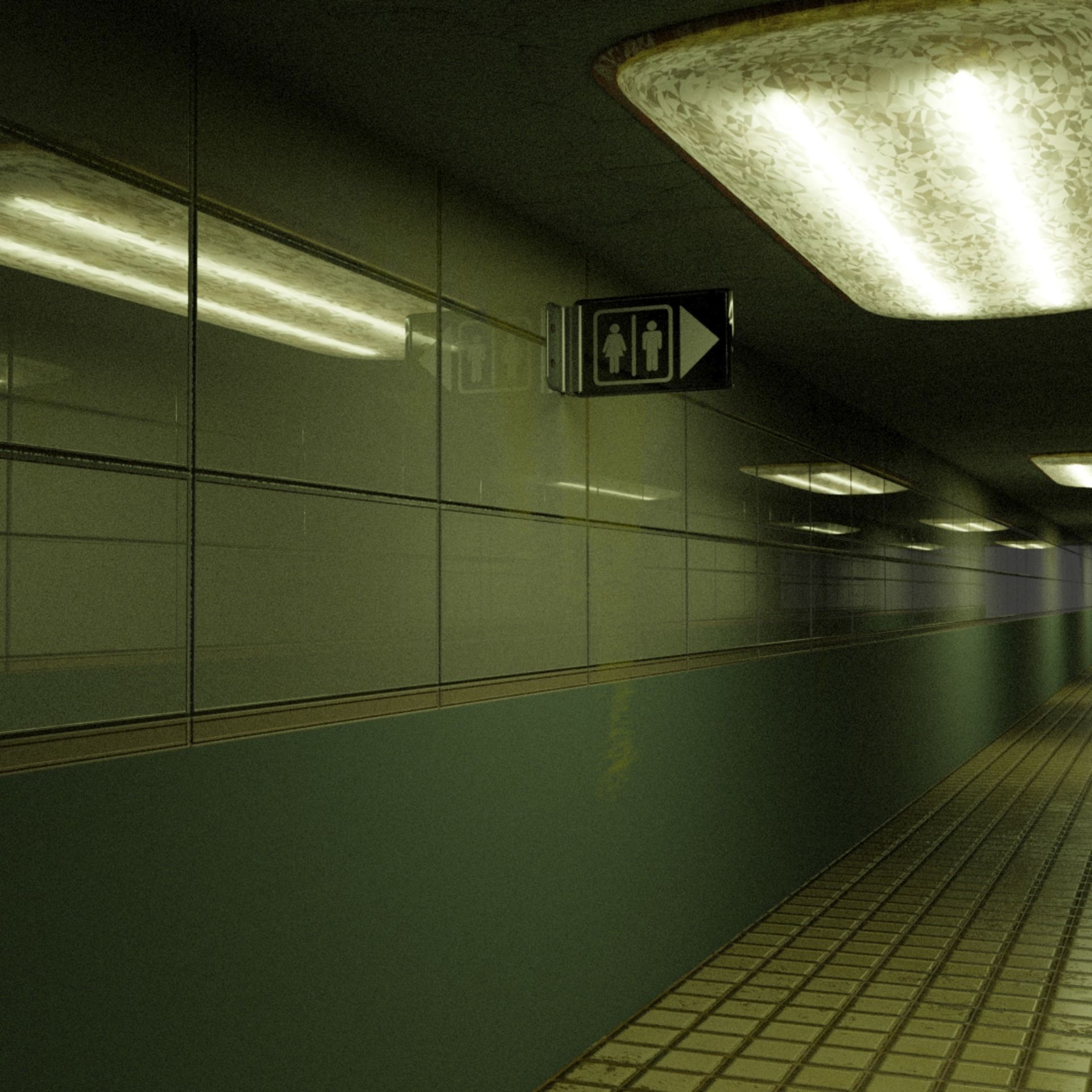 Restroom Sign - Wall Mounted 3D model | CGTrader