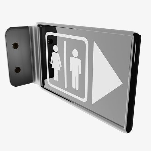 Restroom Sign - Wall Mounted 3D model | CGTrader