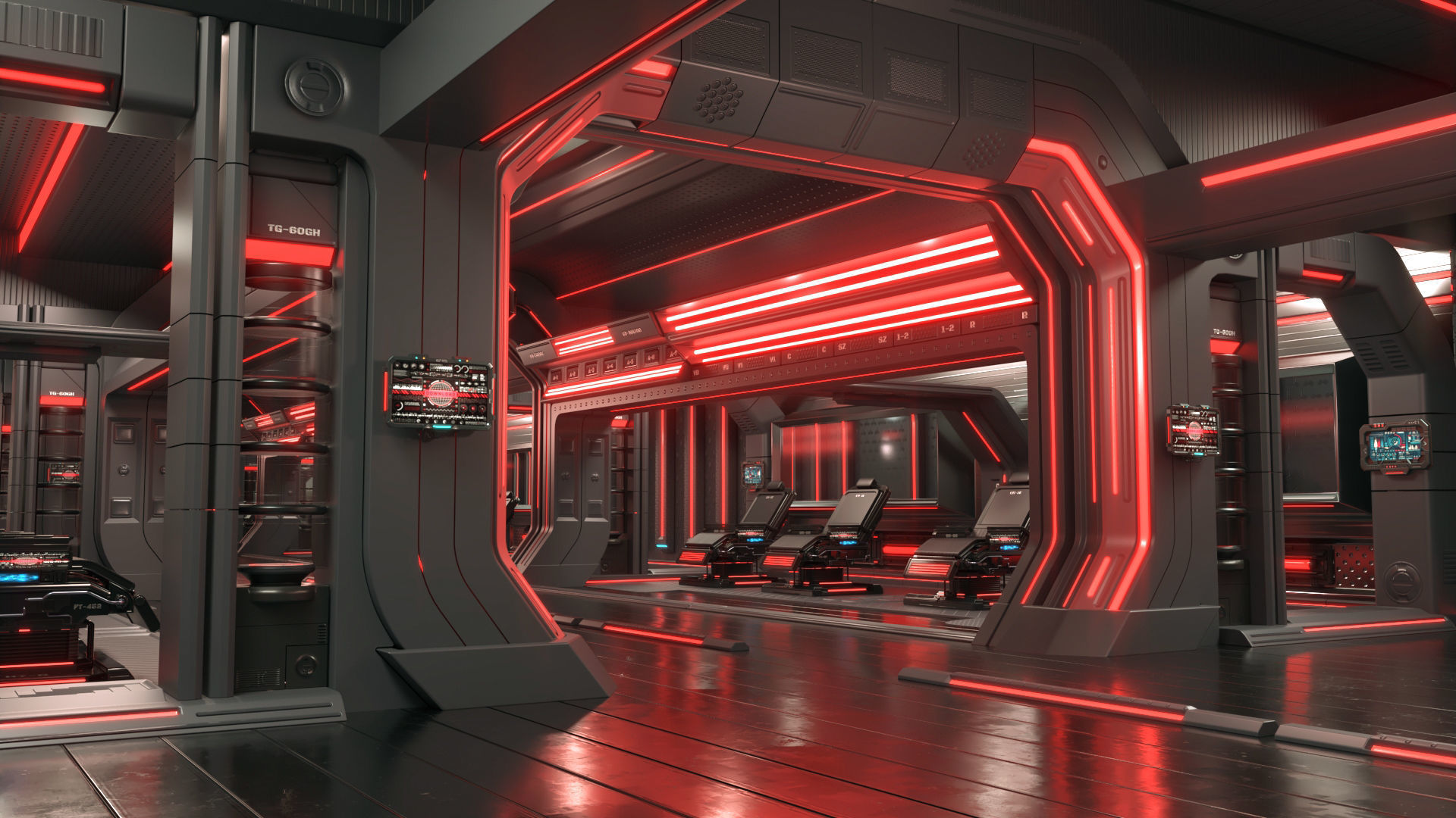 scifi modular interior space station 3D model | CGTrader