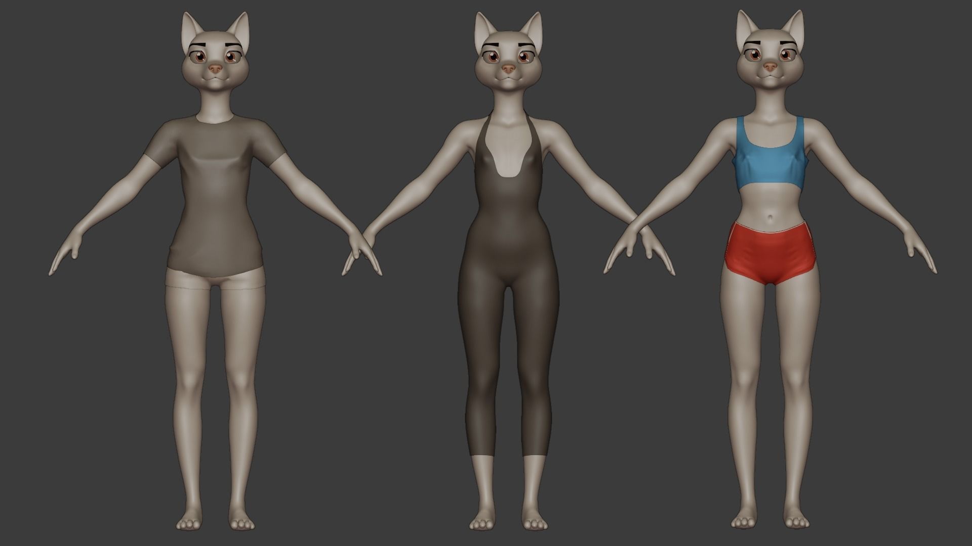 Furry Female Wolf Base Mesh 3D model | CGTrader