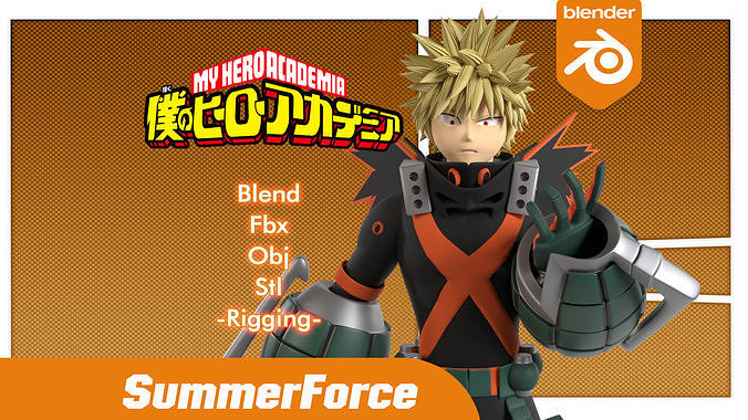 Katsuki Bakugo - My Hero Academia 3D model rigged | CGTrader