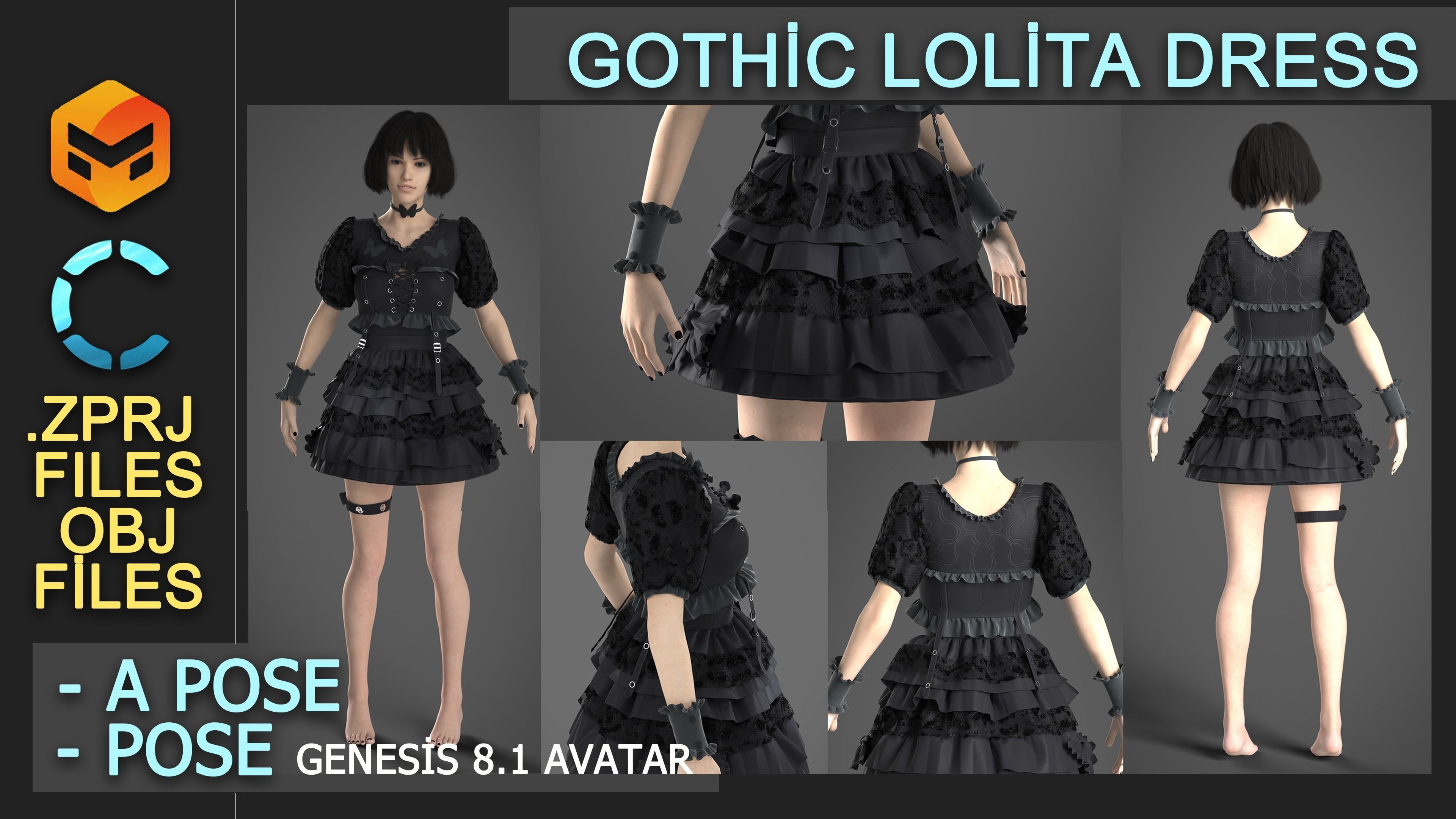 Gothic Lolita Dress 3D model | CGTrader
