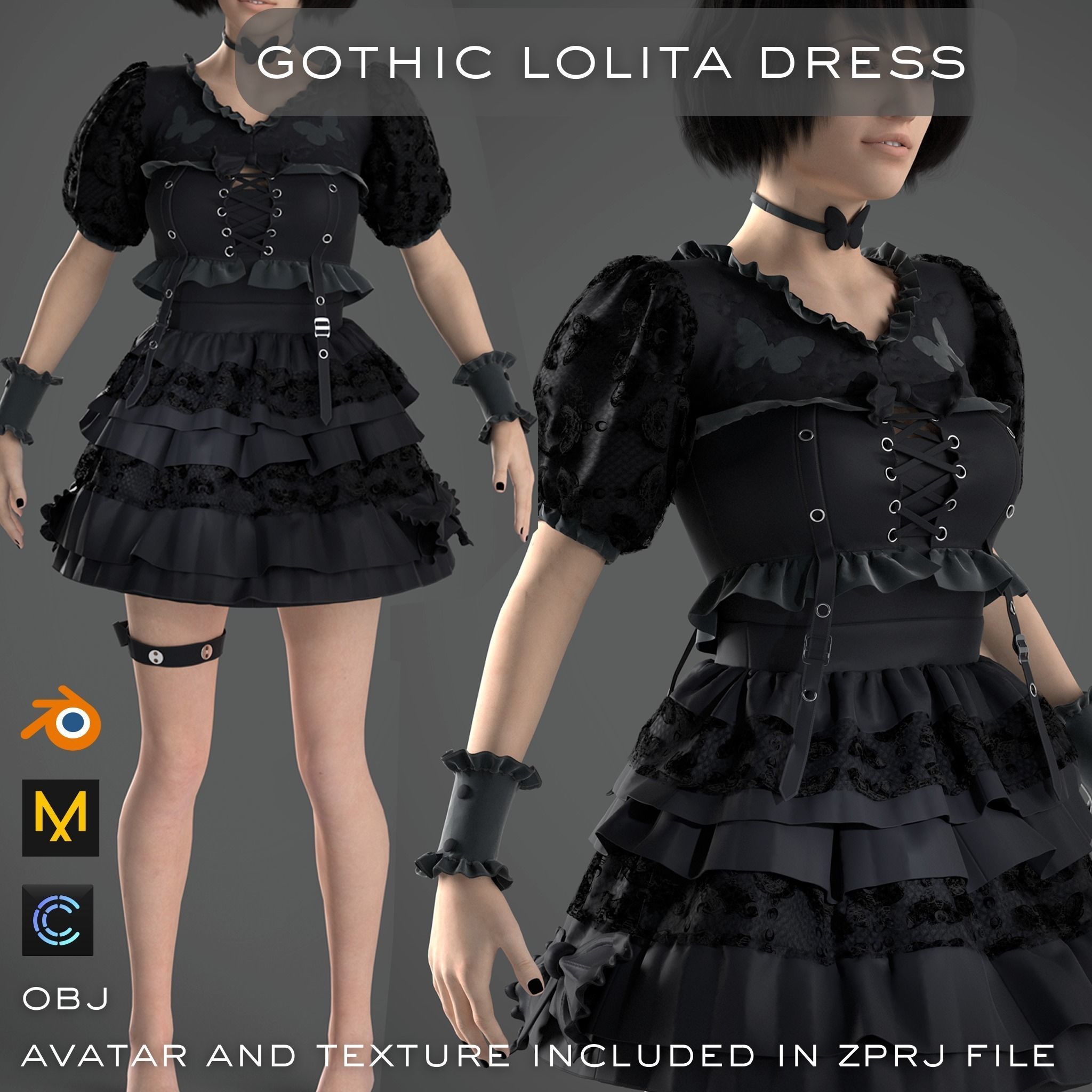 Gothic Lolita Dress 3D model | CGTrader