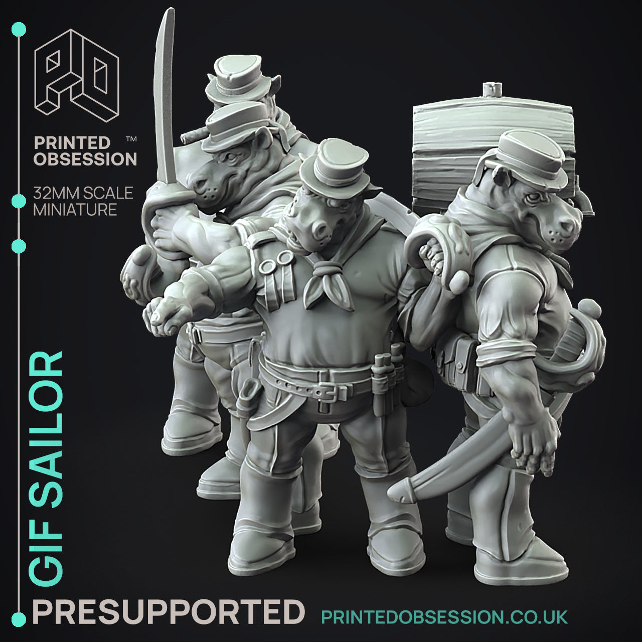 Giff Sailors - 3D Printable TTRPG - PRESUPPORTED - 32mm Scale 3D model ...