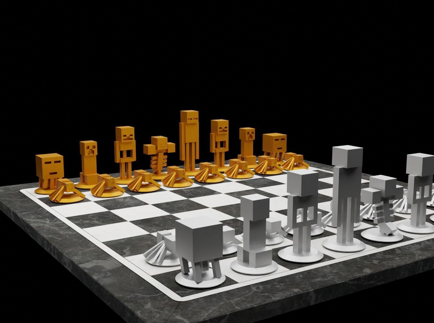 Minecraft Game Characters Chess Set - Different 6 Chess Pieces 3D model ...