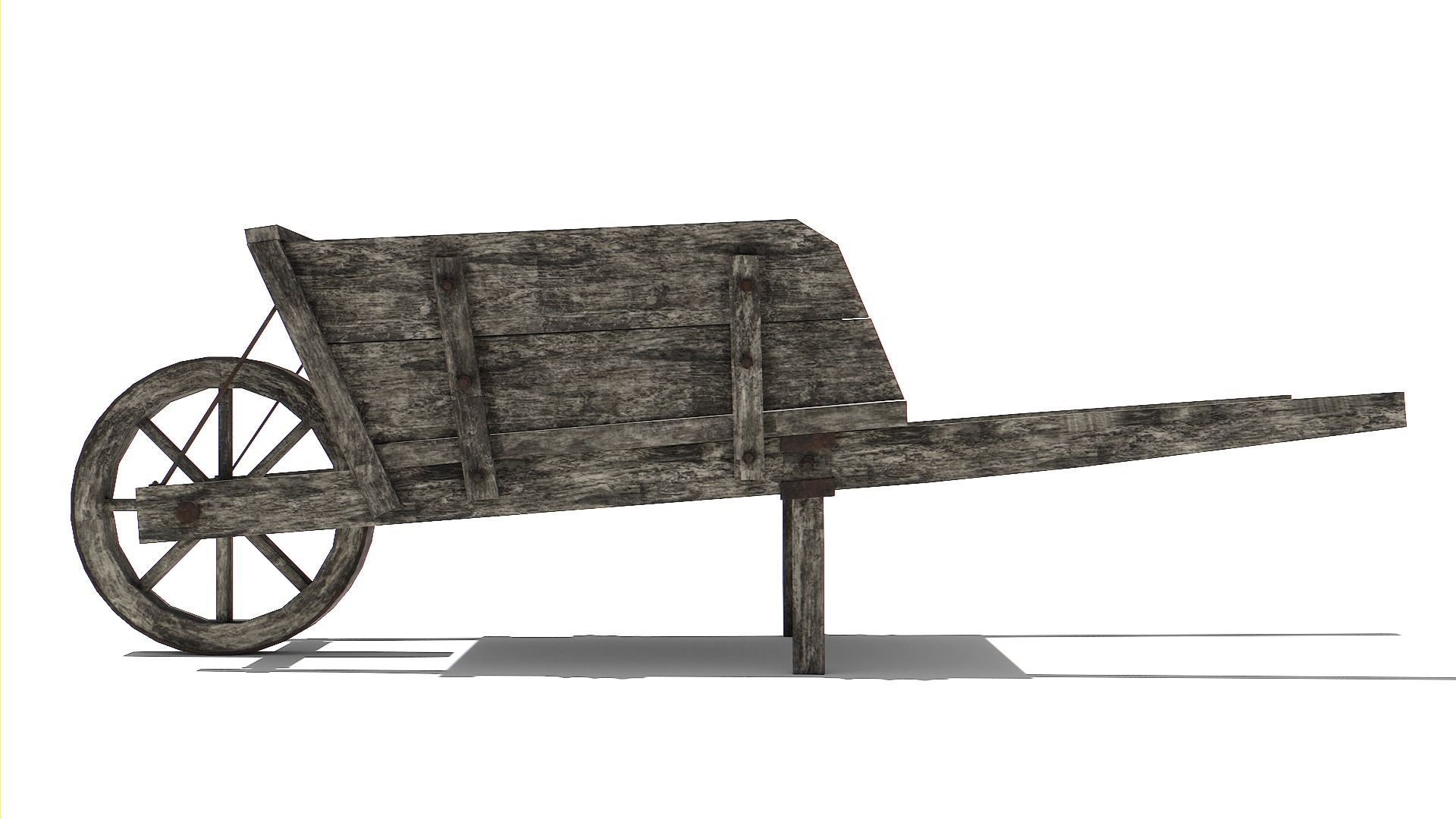 3D model Wooden Wheelbarrow VR / AR / low-poly | CGTrader