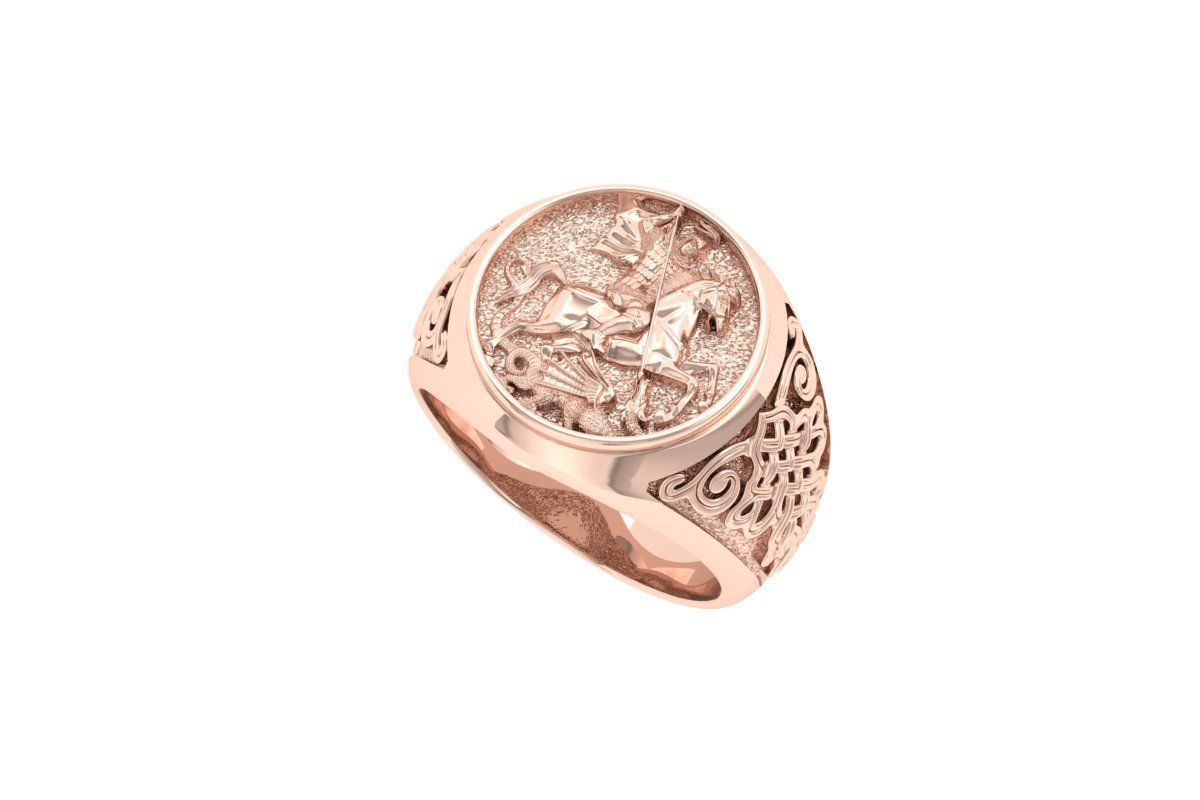 Saint George Signet Ring 3D model 3D printable | CGTrader