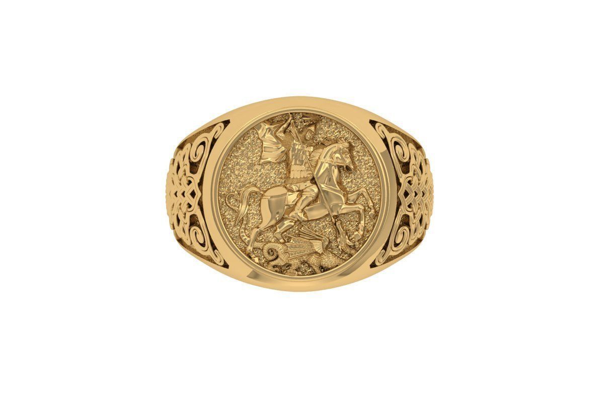 Saint George Signet Ring 3D model 3D printable | CGTrader