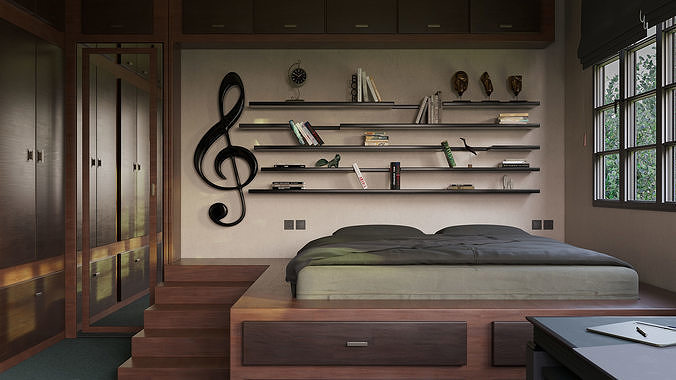 Treble Clef Bookshelf 3D model | CGTrader