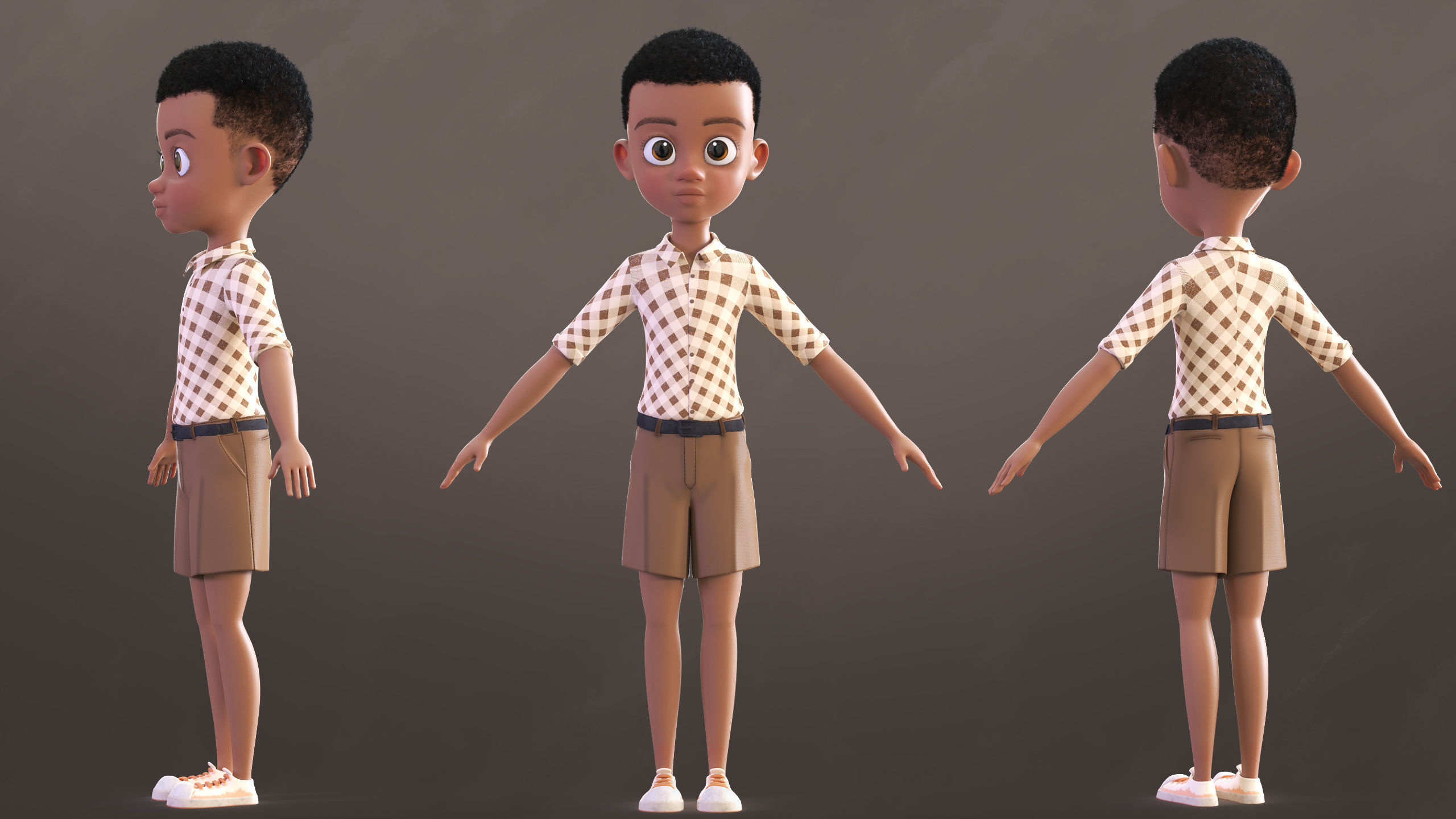 Cartoon Afro Boy 2 - Toon Rigged Child Character 3D model rigged | CGTrader