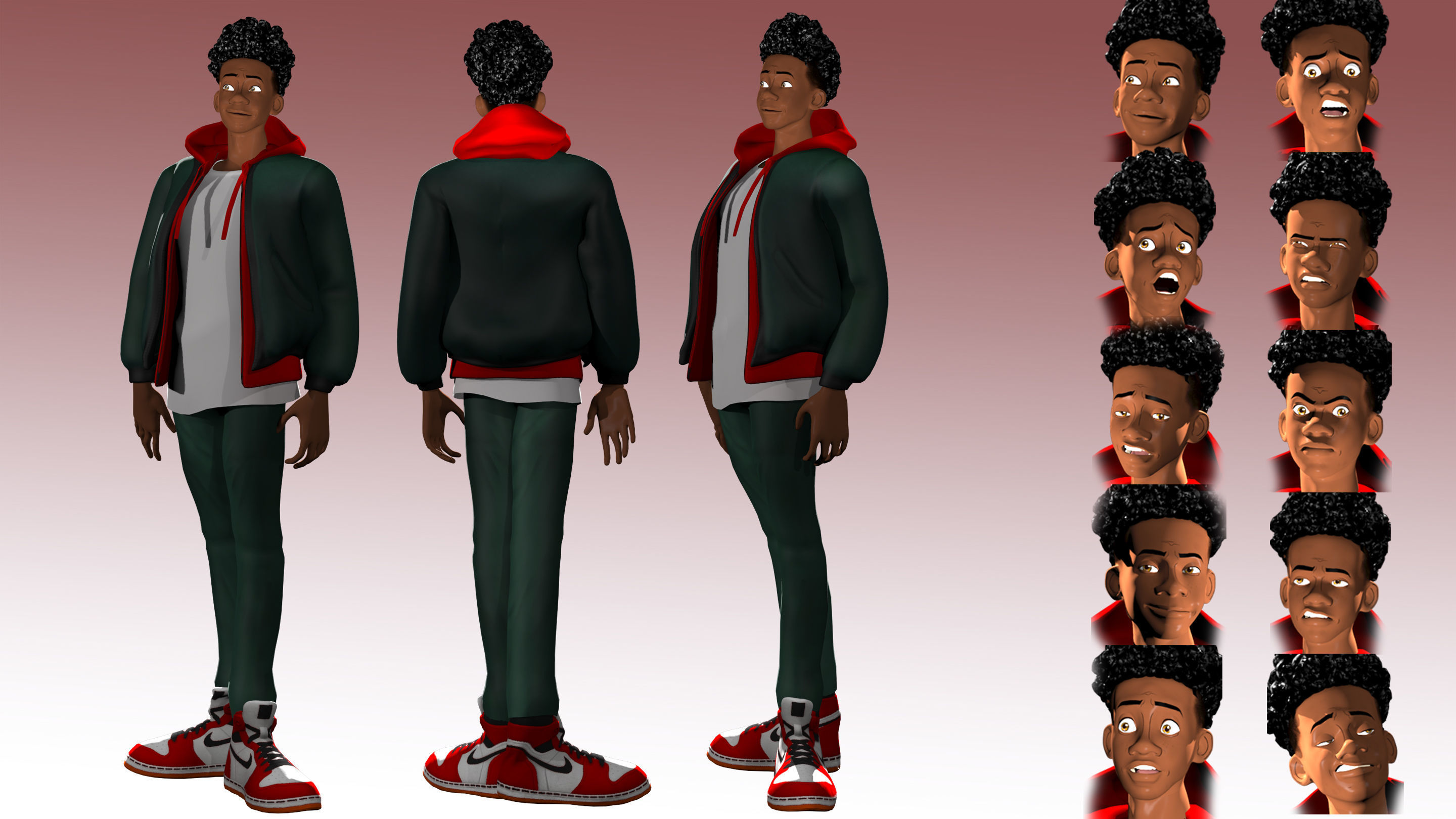 3D model Miles Morales no2 ragged morphed animated VR / AR / low-poly ...