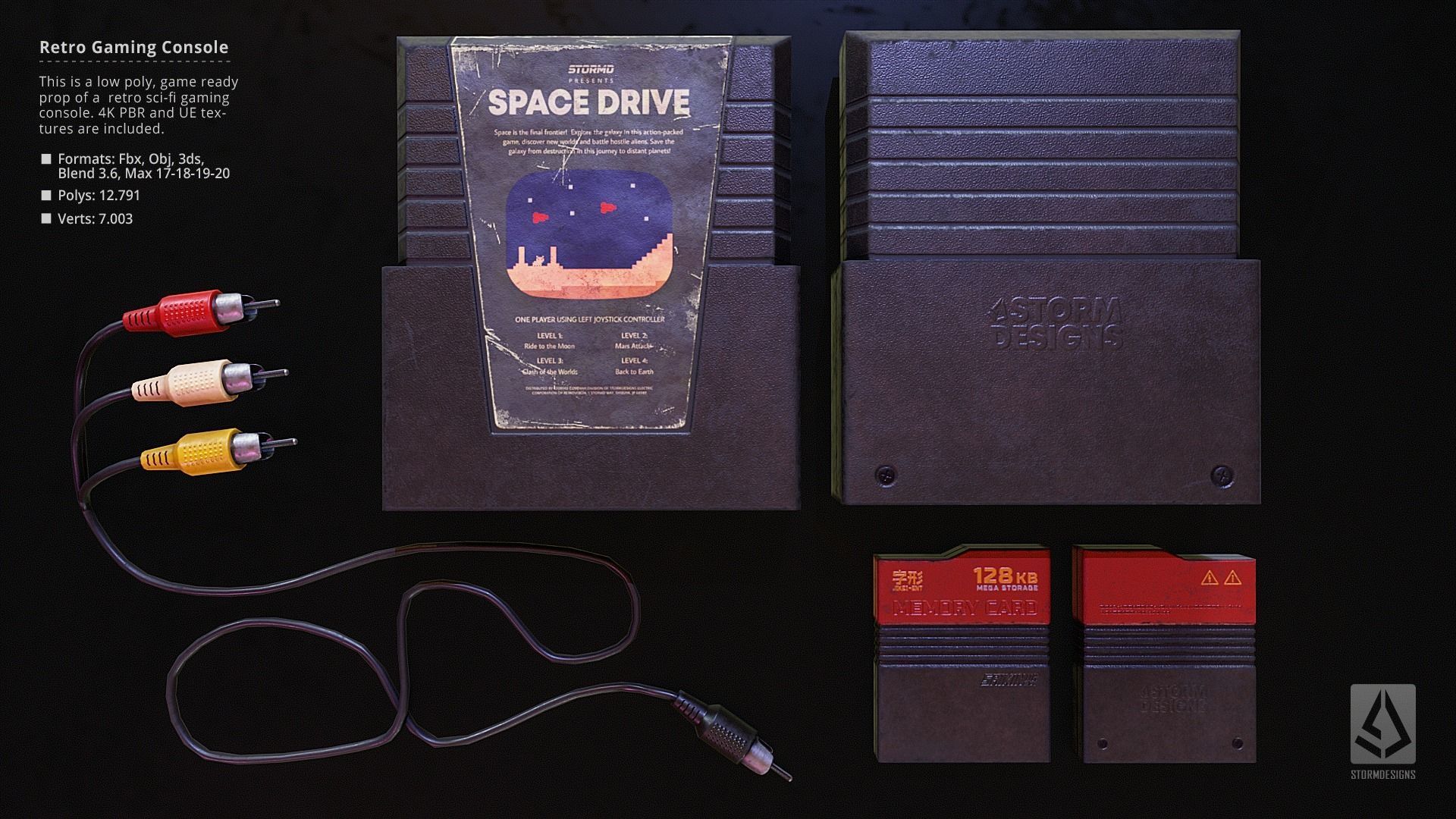 3D model Retro Sci-Fi Japanese Gaming Console UE5 Low Poly PBR VR / AR ...