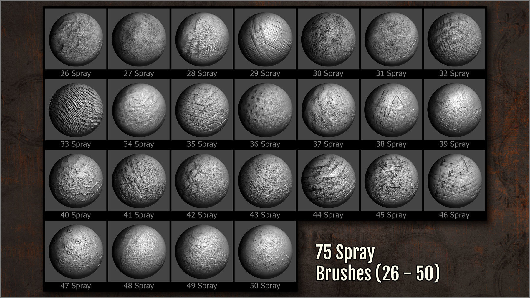 Rust Bumps and Roughness Maker 300 ZBrush brushes and 75 alphas Texture ...