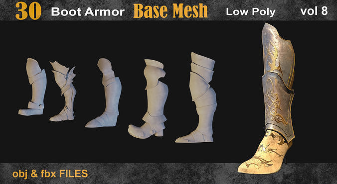 3D model 30 Boot armor Base Mesh vol 8 VR / AR / low-poly | CGTrader