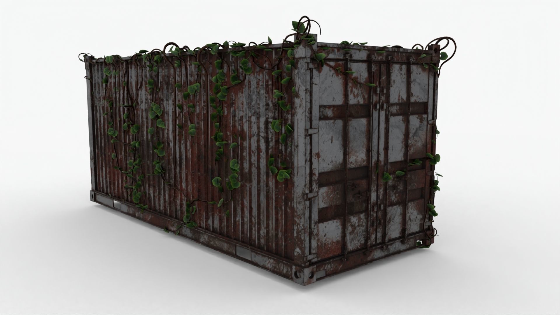 3D model Old Rusty Shipping Container with Ivy VR / AR / low-poly ...