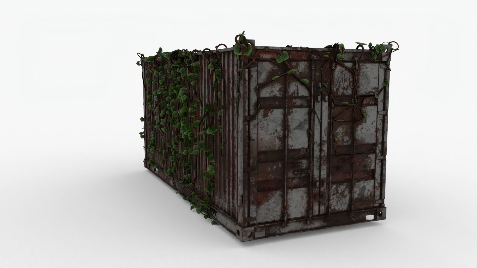 3D model Old Rusty Shipping Container with Ivy VR / AR / low-poly ...