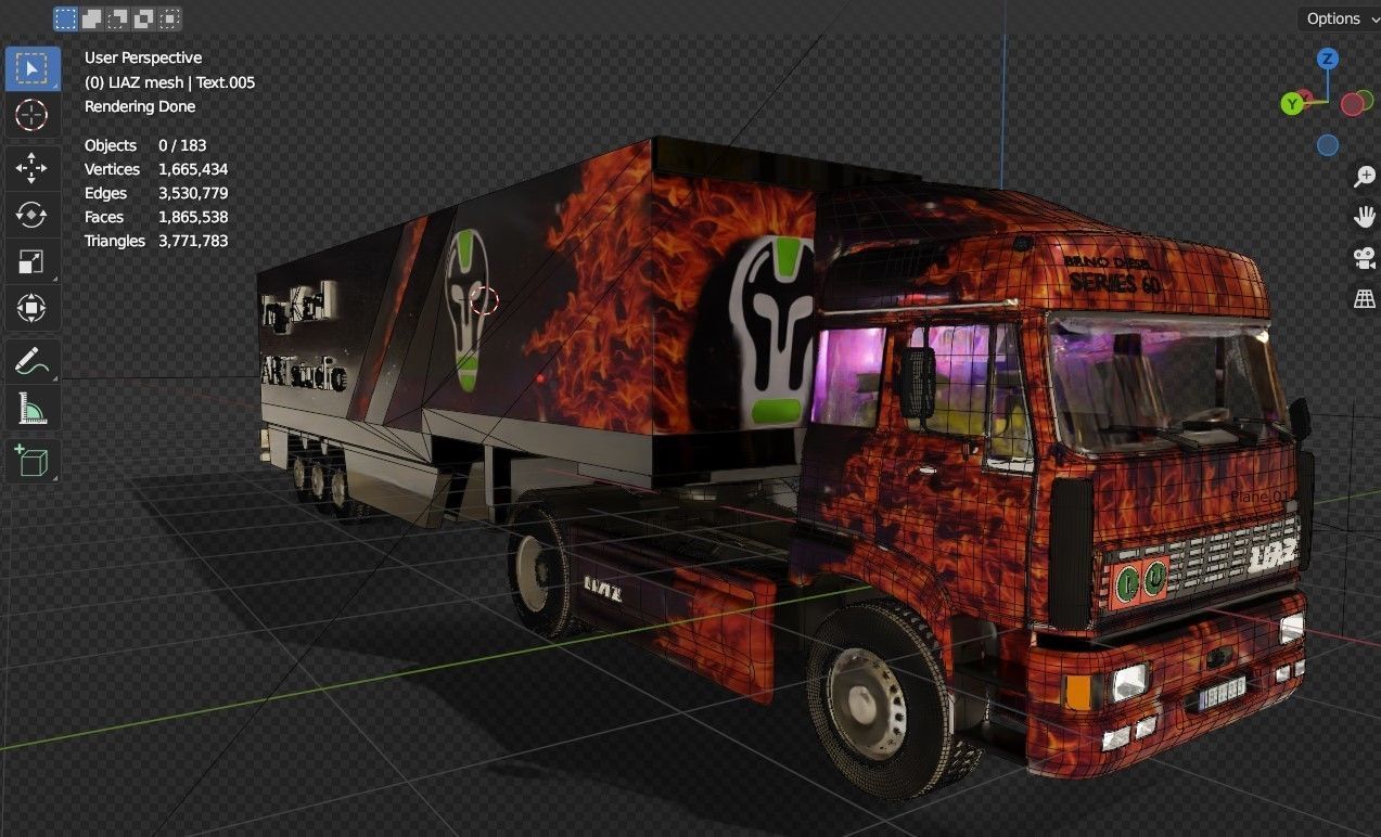 LIAZ 300 Truck with Trailer 3D model animated rigged | CGTrader