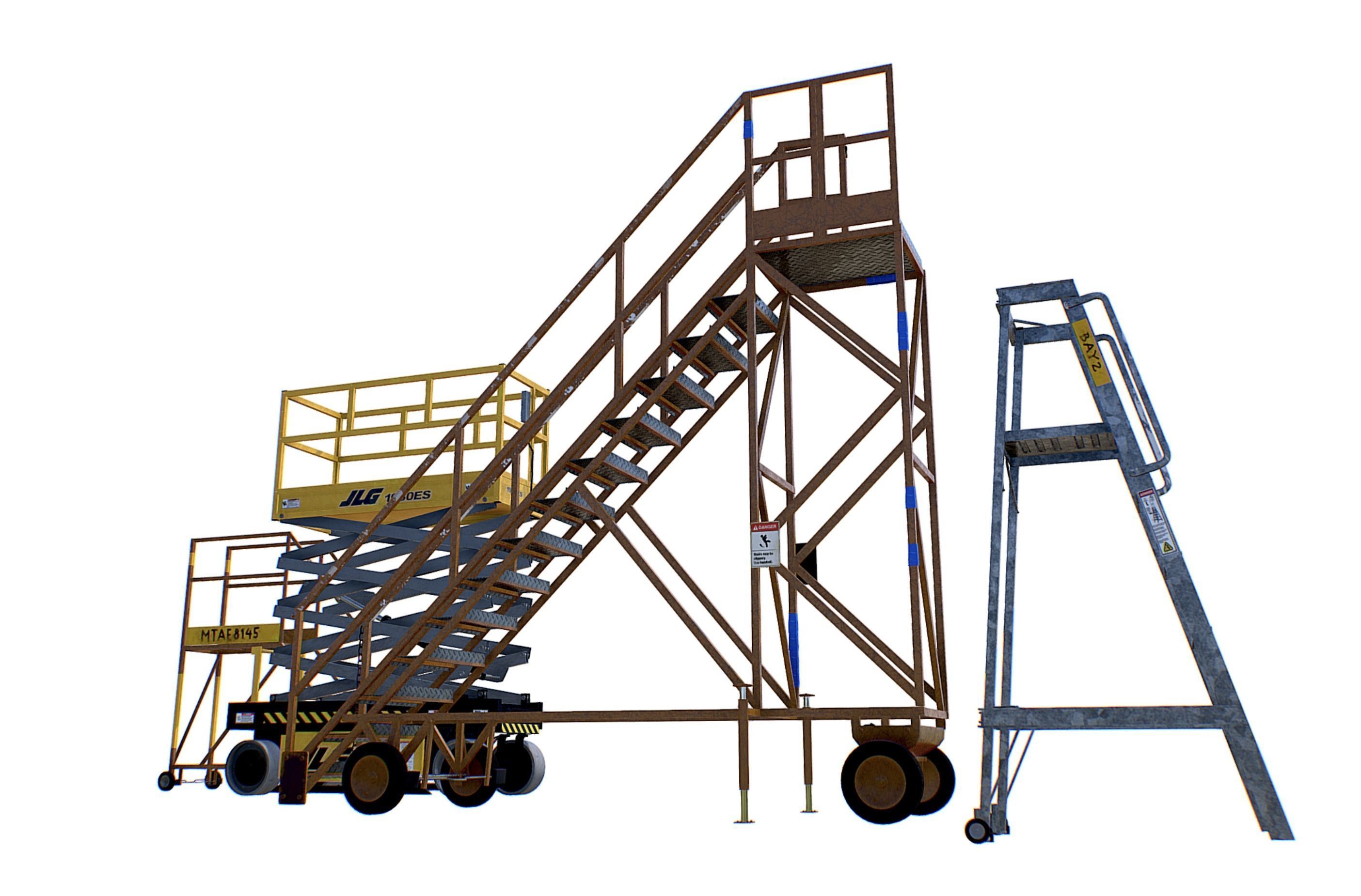 3D model Aircraft Maintenance Ladders Collection VR / AR / low-poly ...