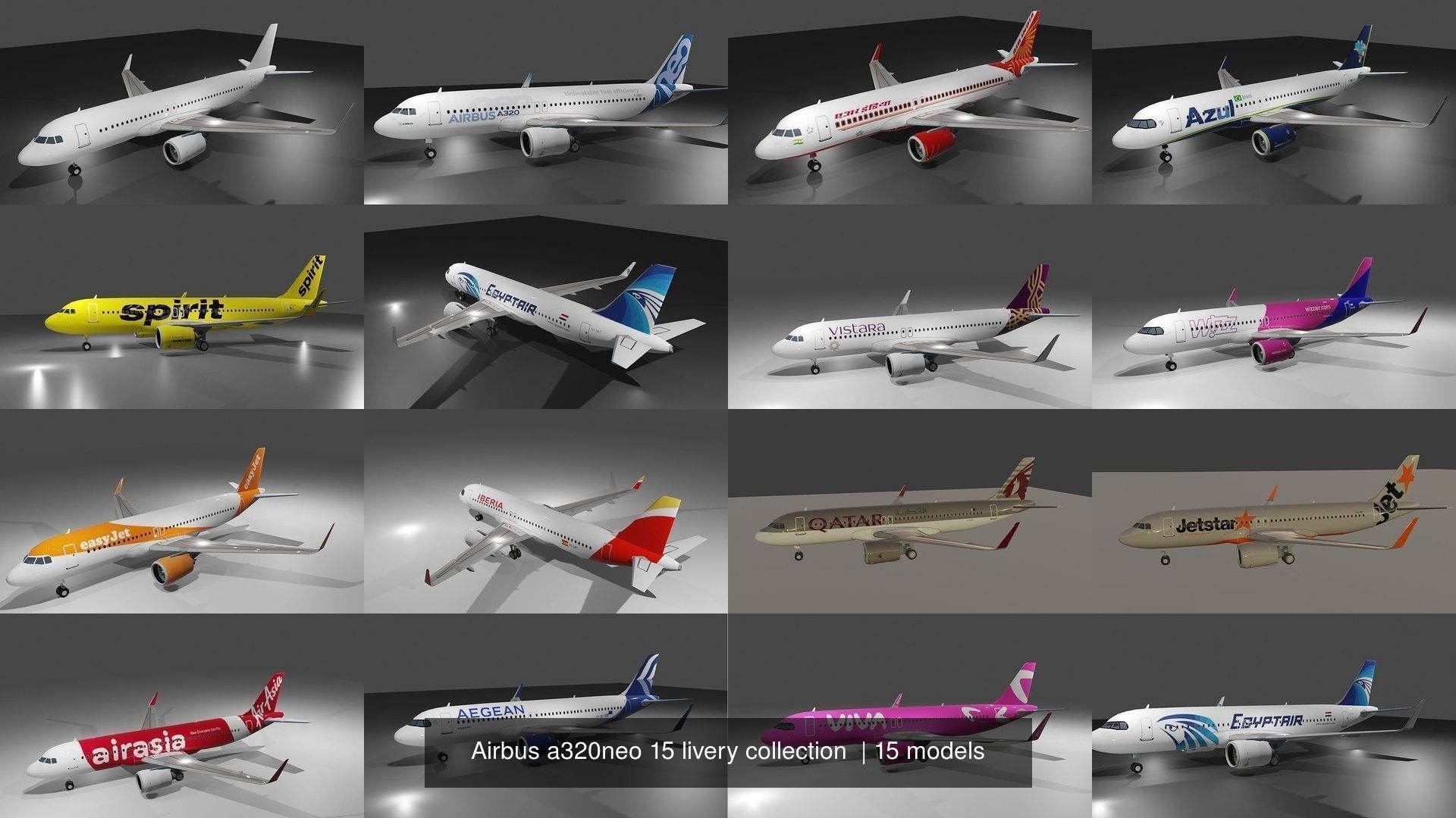 Airbus a320neo 15 livery collection VR / AR / low-poly | CGTrader