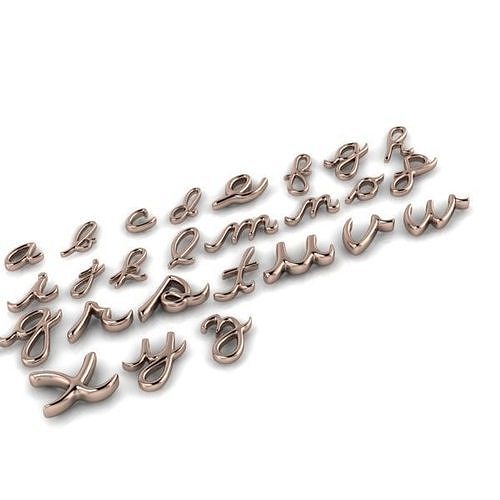Small Cursive Alphabets Pendants Charms Jewelry findings 3D model 3D ...