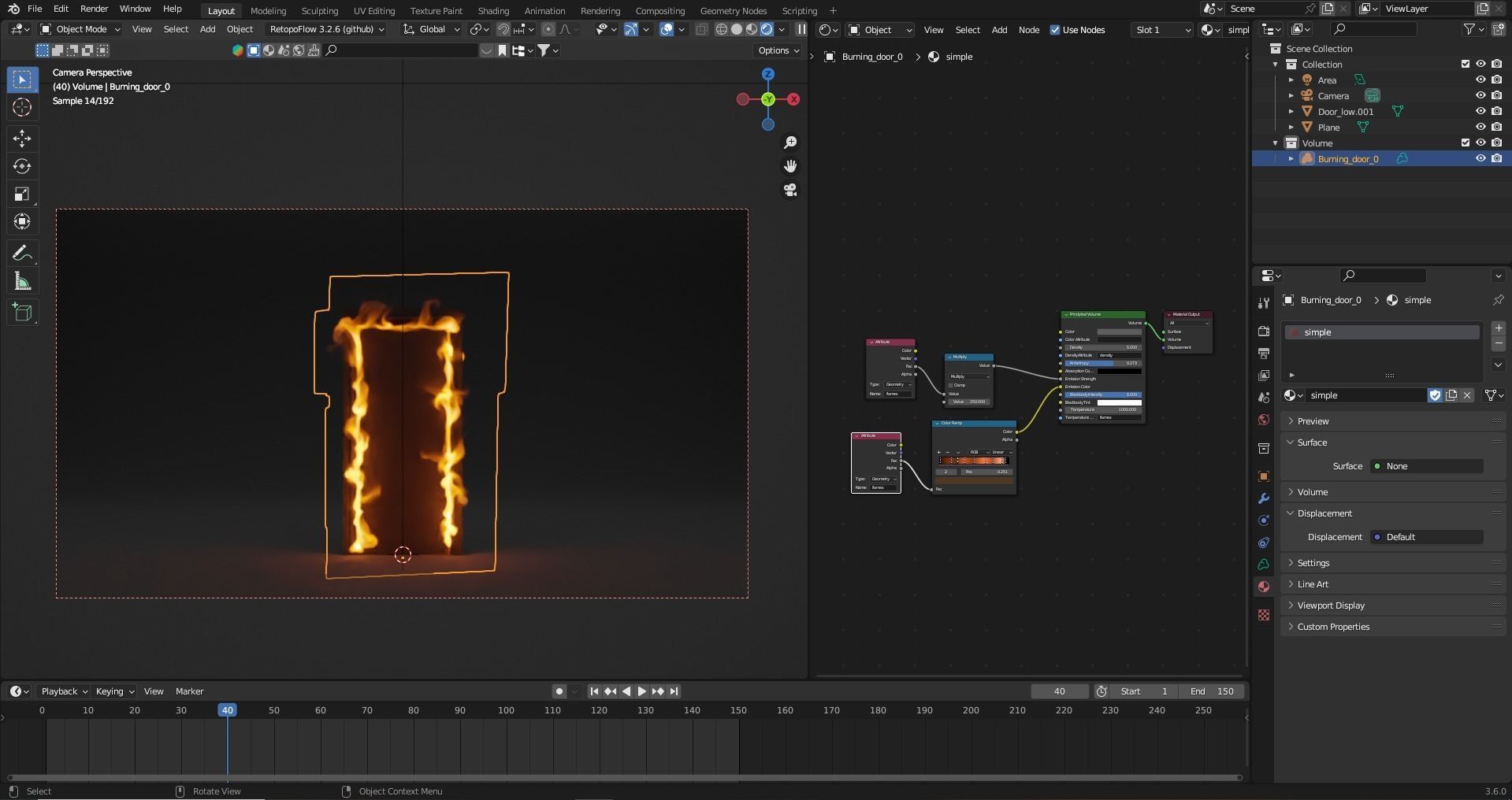 Burning door vdb 3D model animated | CGTrader
